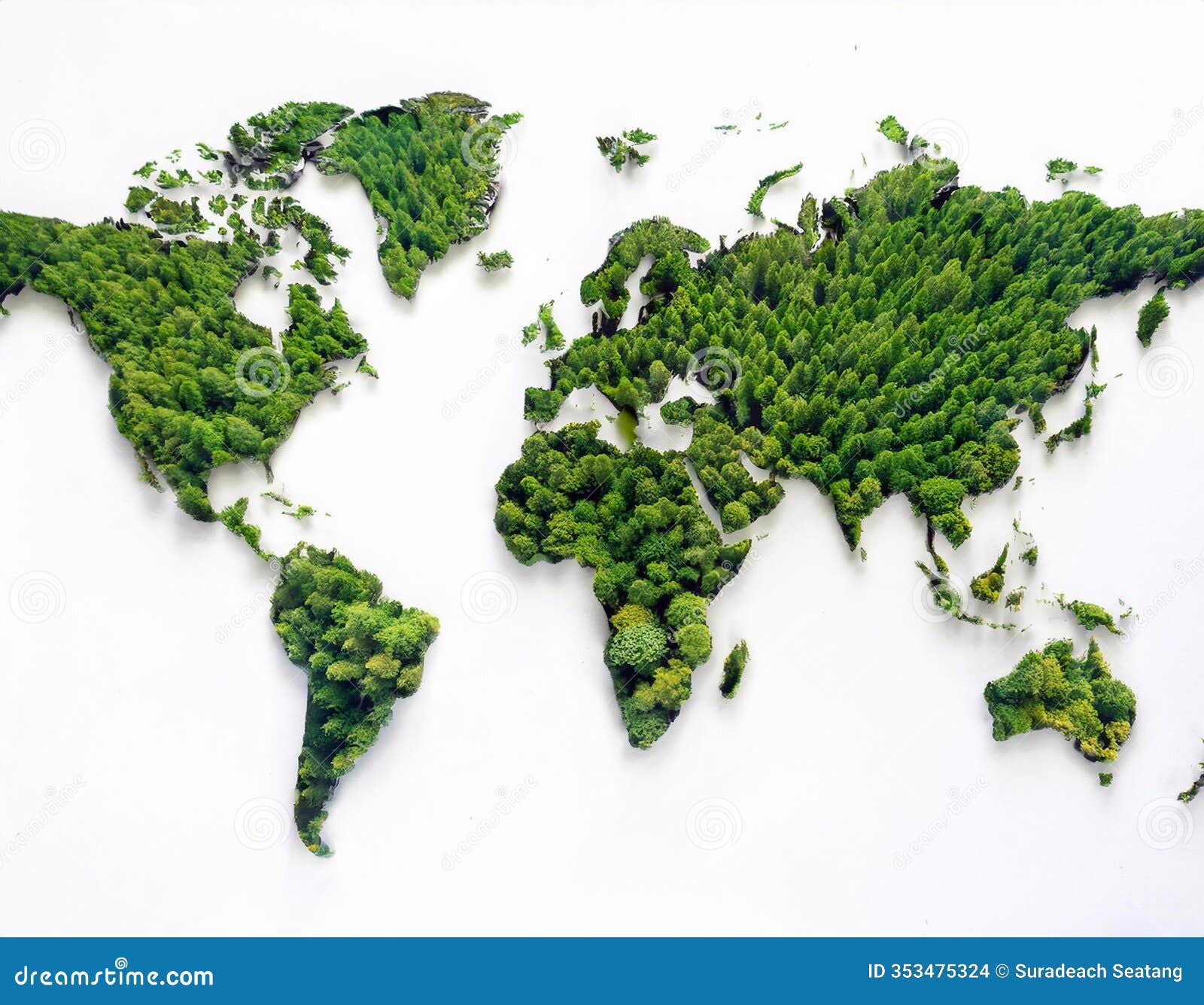 World Map Made of Green Trees on Background Stock Illustration ...
