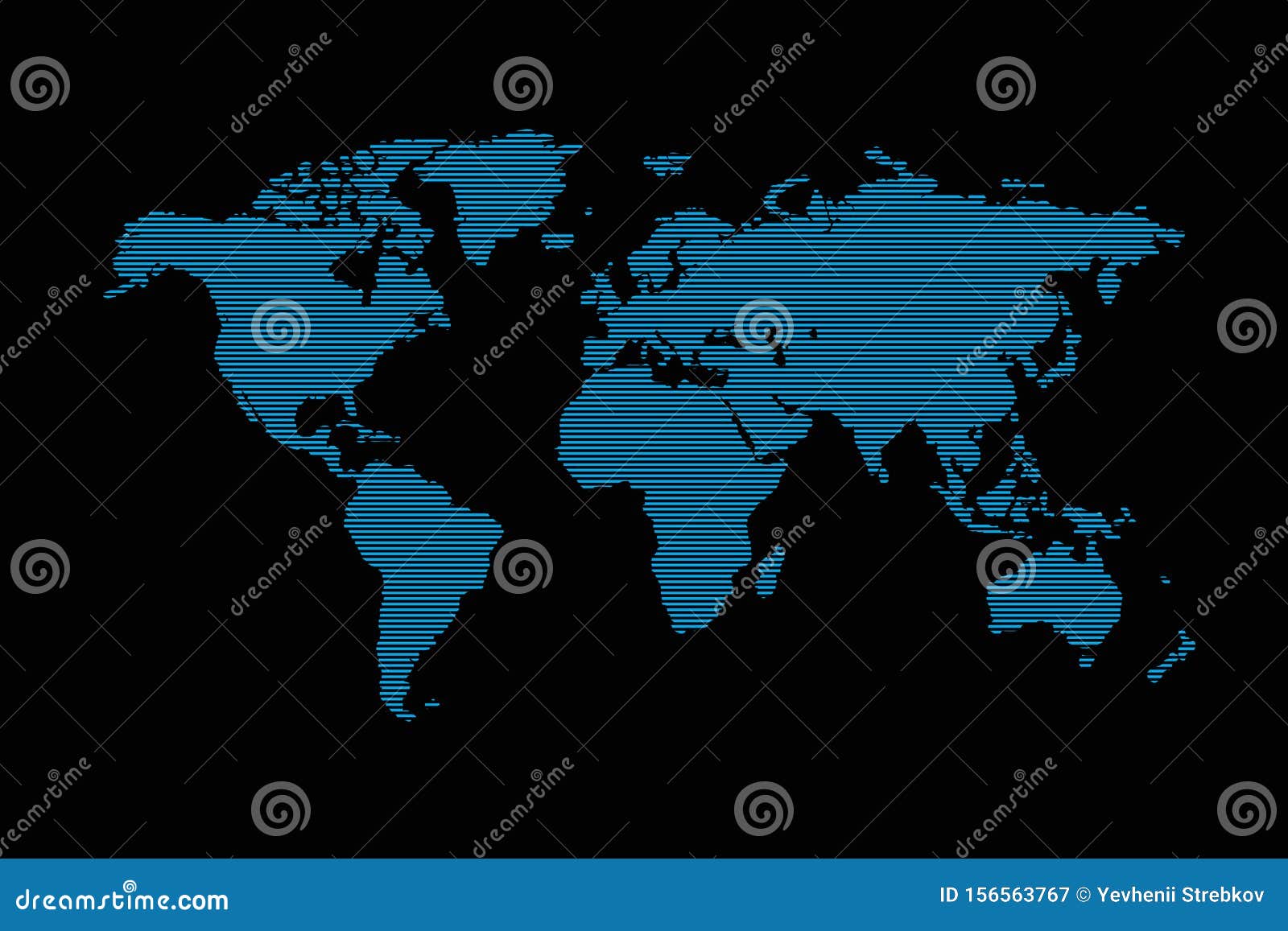 World Map Made of Horizontal Stripes Stock Illustration - Illustration ...