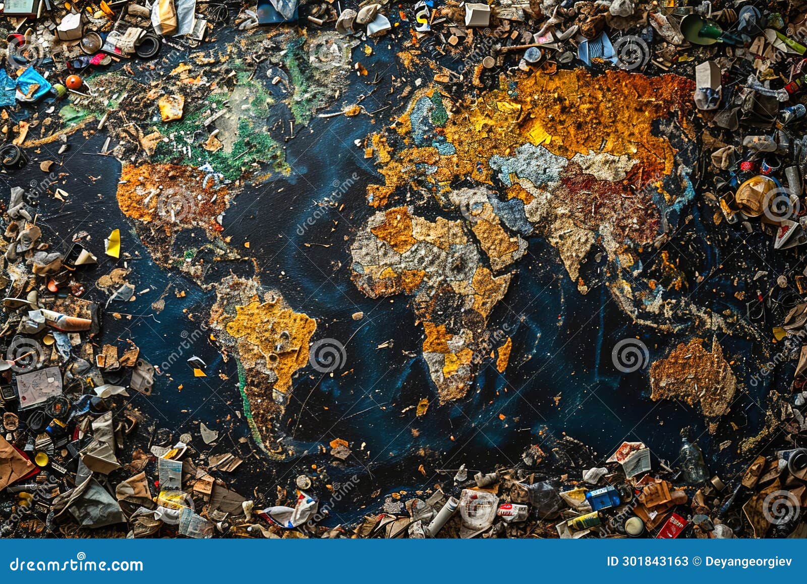 The World Map Made from from Household Waste. Stock Illustration ...