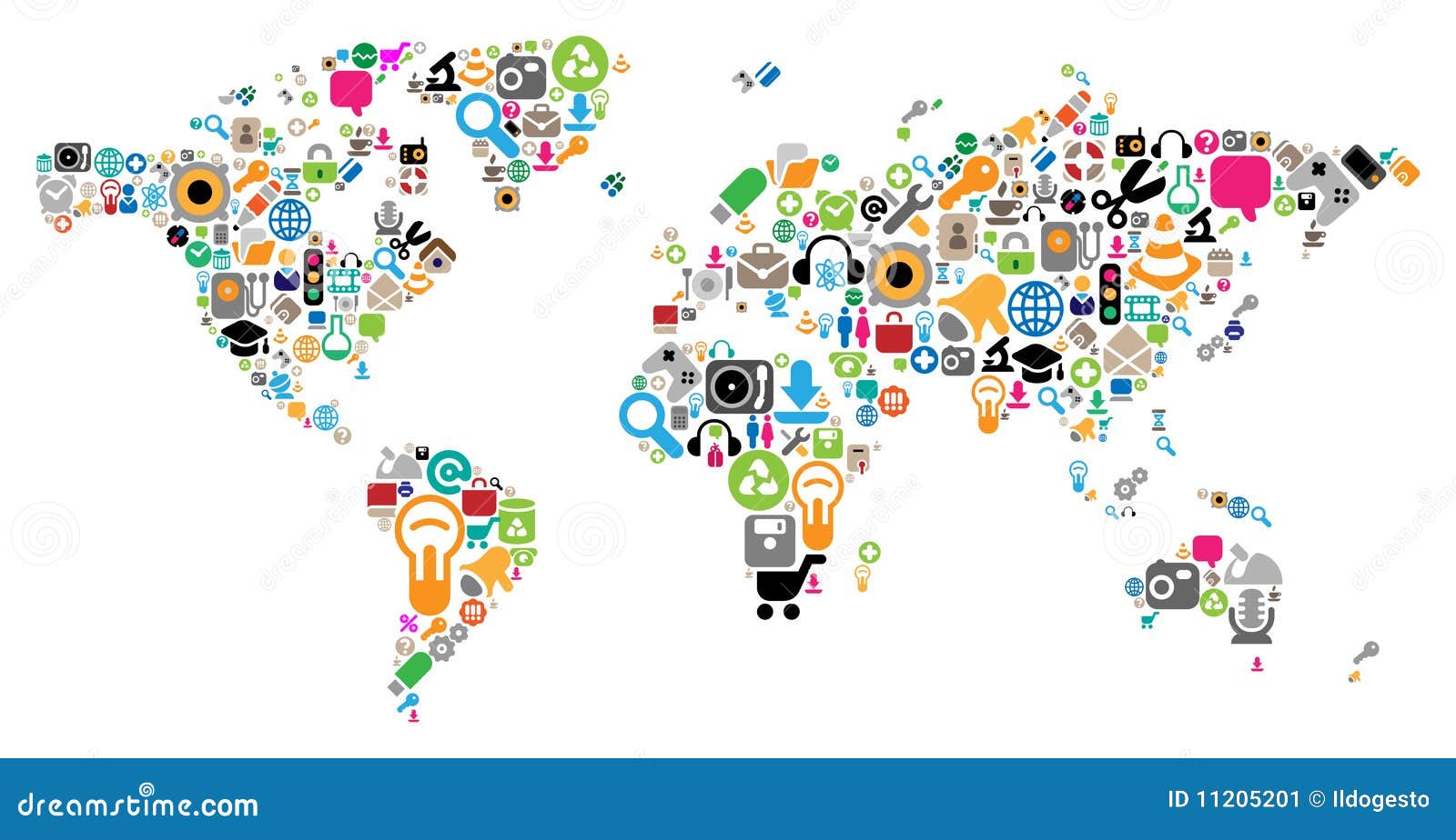 World map made of icons stock vector. Illustration of icon - 11205201