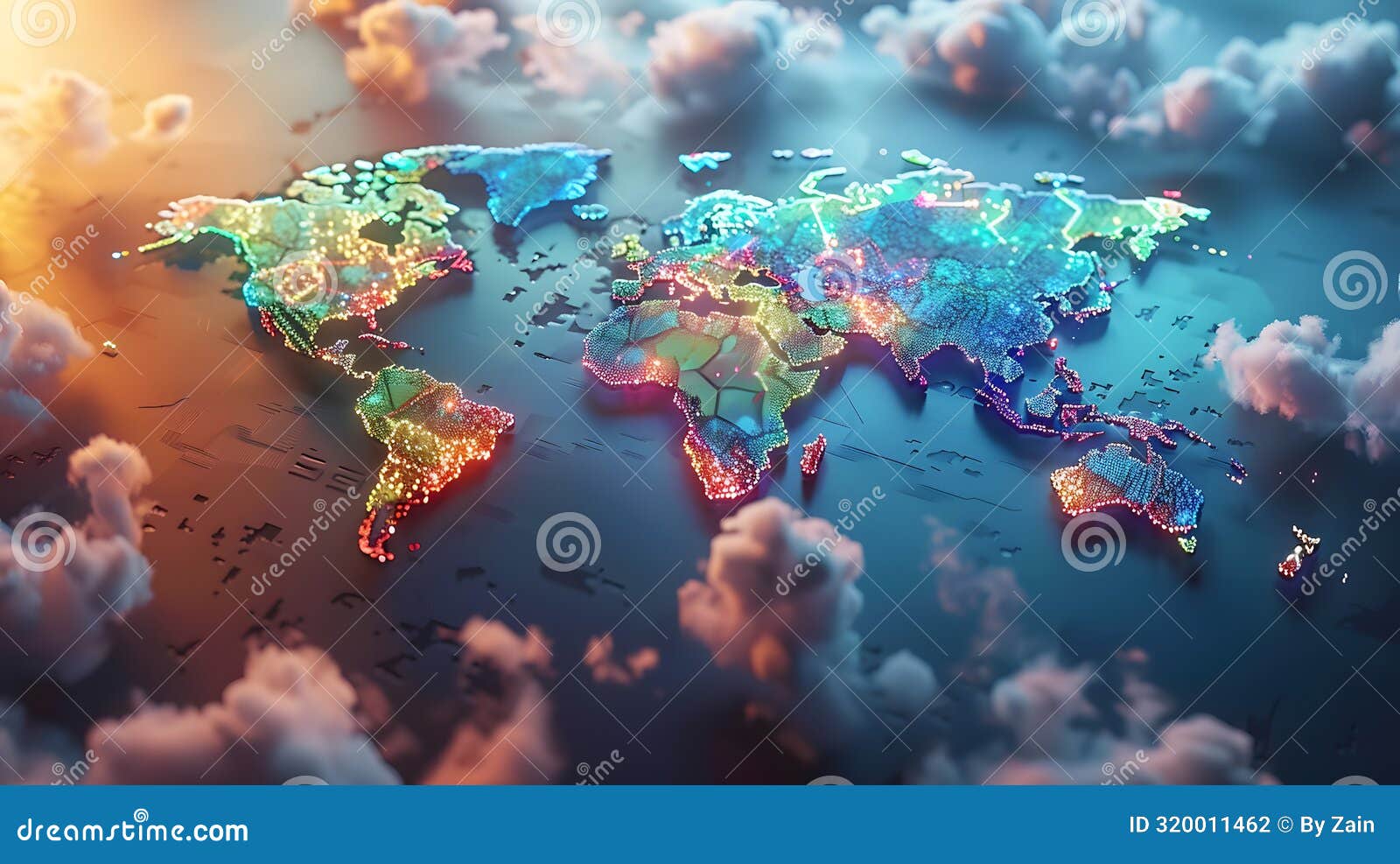 World Map Made of Interconnected Puzzle Pieces Stock Illustration ...