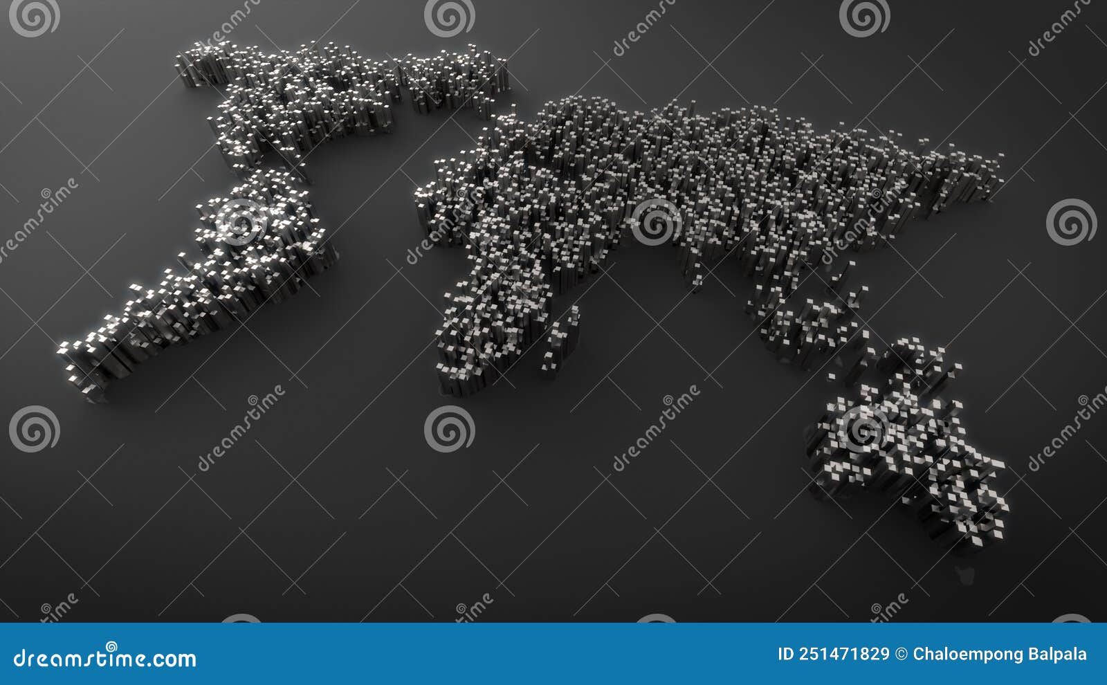 World Map Made by Metal Boxes. Abstract World Map Stock Illustration ...