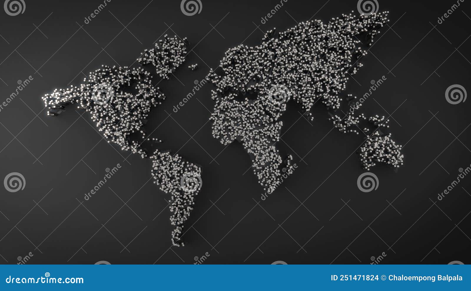 World Map Made by Metal Boxes. Abstract World Map Stock Illustration ...