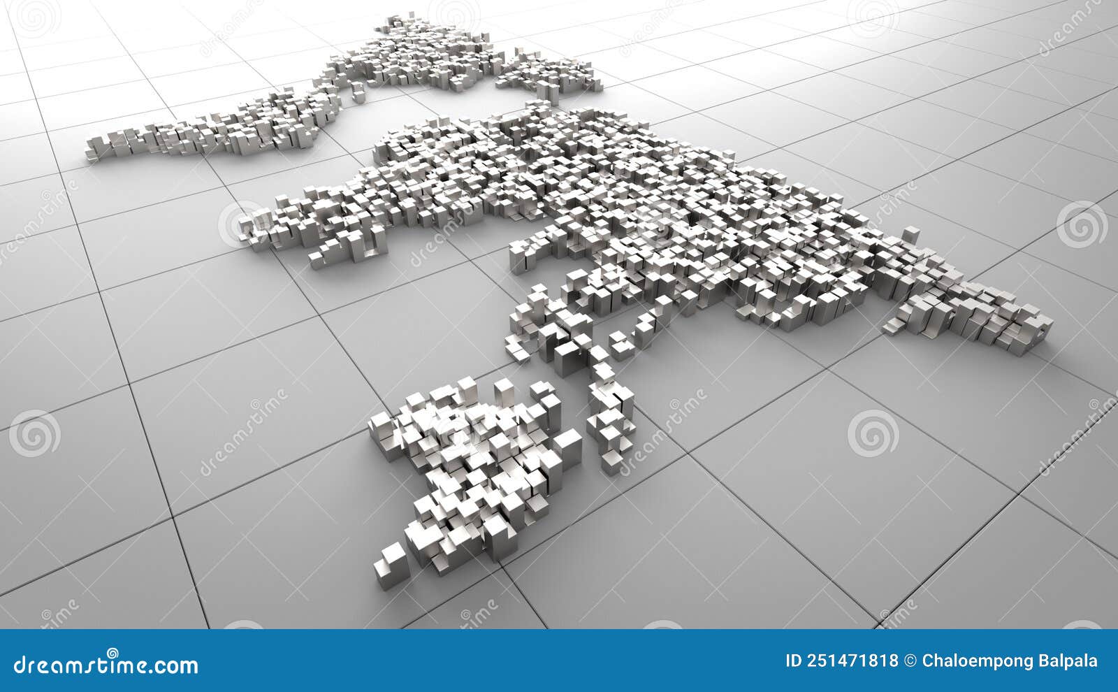 World Map Made by Metal Boxes. Abstract World Map Stock Illustration ...