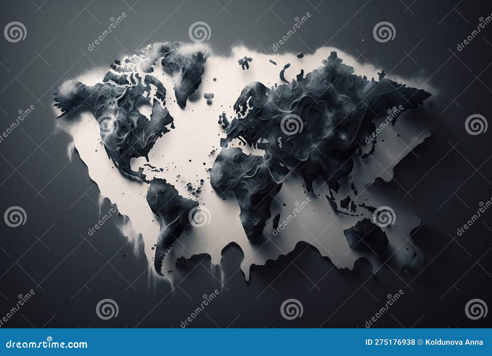 World Map Made from Mist, Created with Generative AI Technology Stock ...