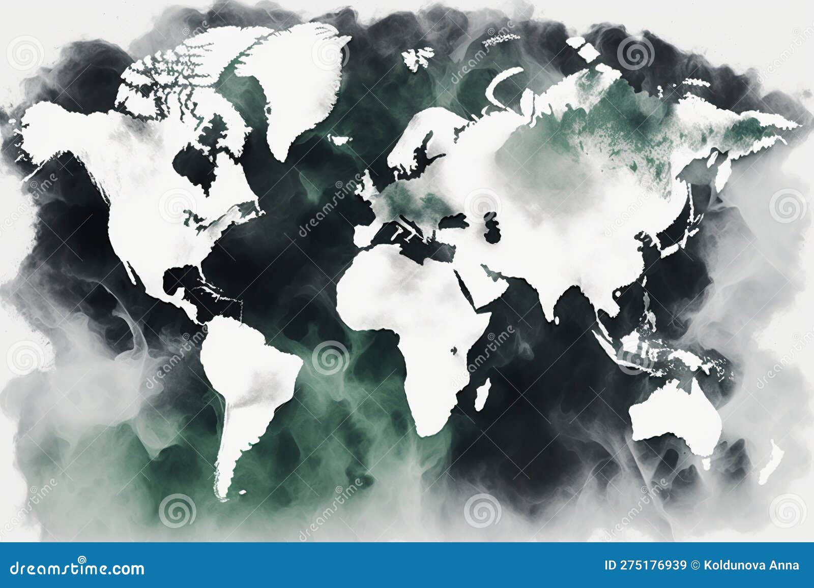 World Map Made from Mist, Created with Generative AI Technology Stock ...