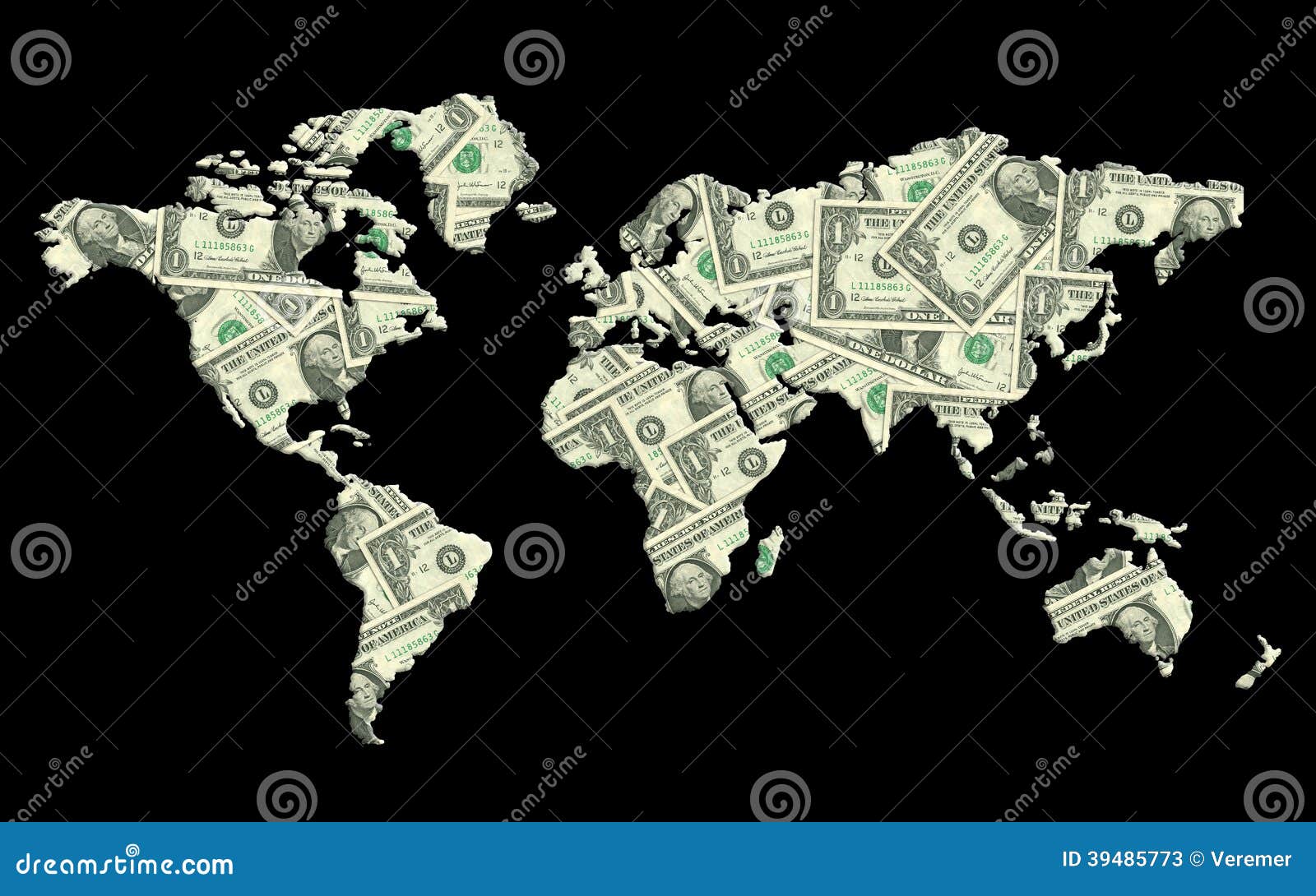 World Map Made from Money Texture. Stock Illustration - Illustration of ...