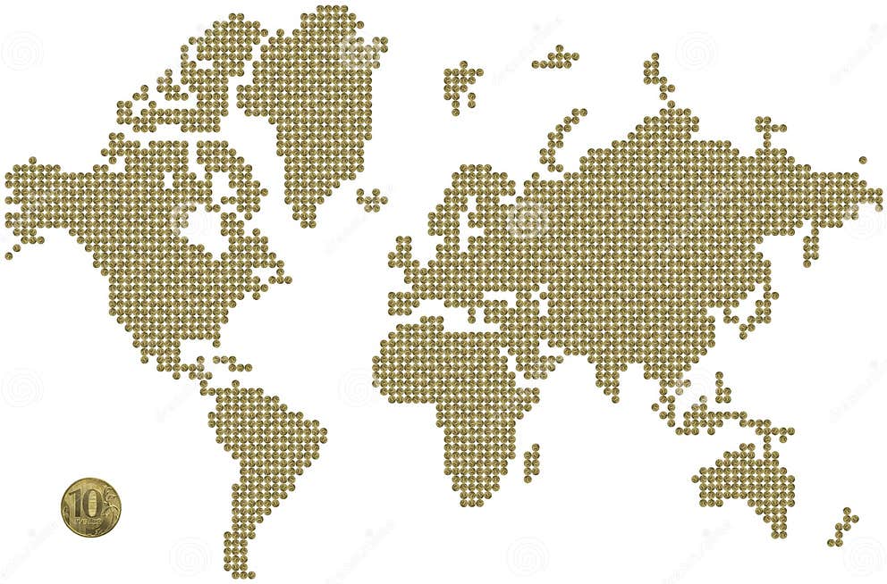 World map stock photo. Image of abundance, currency, bronze - 66963496