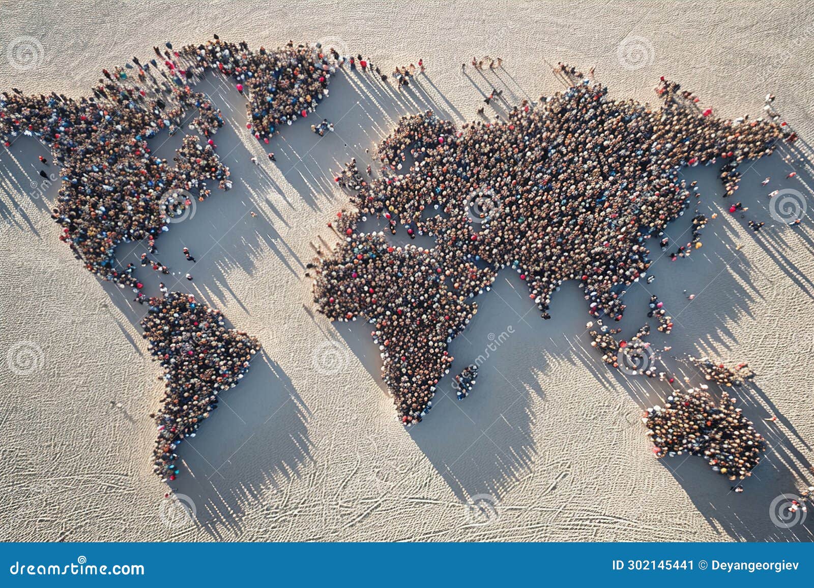 World Map Made of People, Aerial View from Above Stock Illustration ...