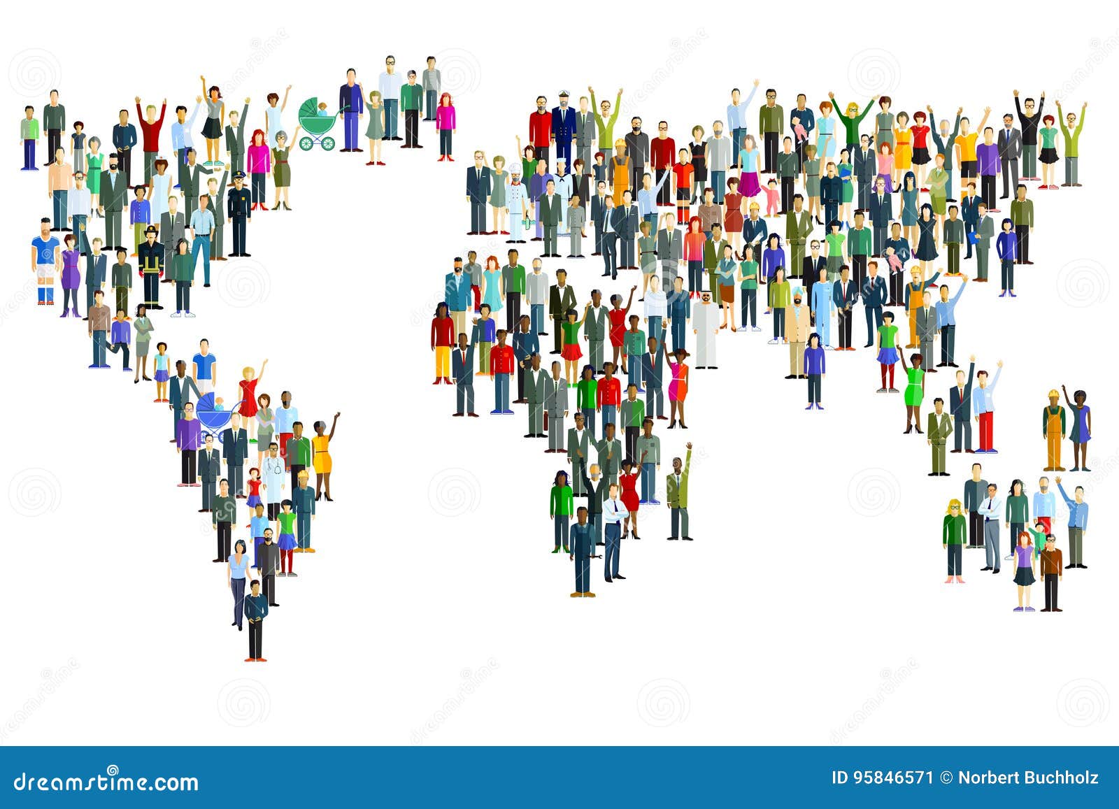 World map made of people stock vector. Illustration of global - 95846571