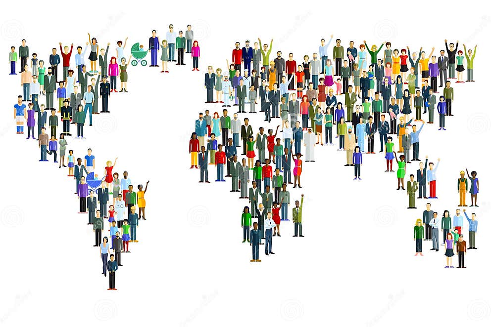 World map made of people stock vector. Illustration of global - 95846571
