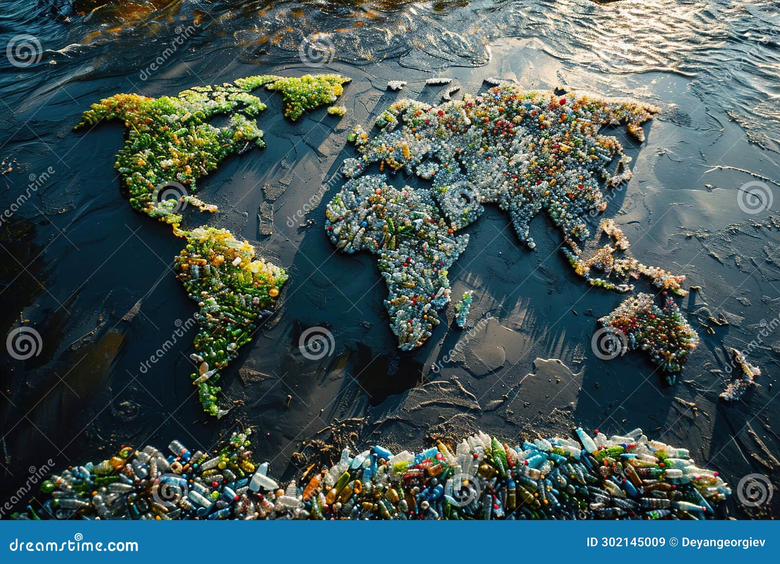 World Map Made of Pet Bottles Scrap, Aerial View from Above Stock ...
