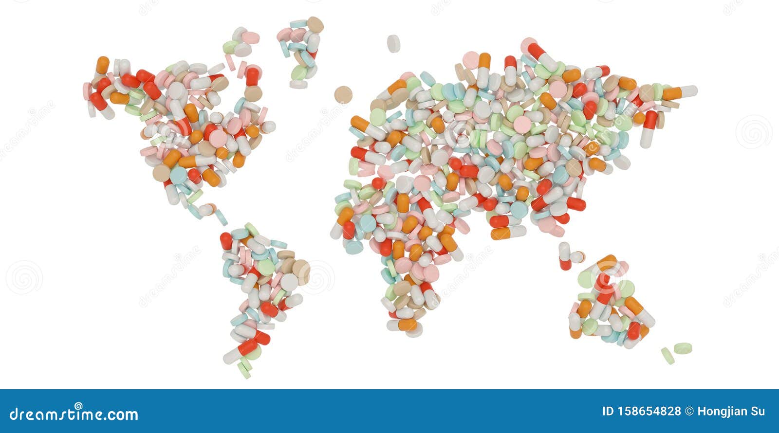 World Map Made of Pills. Isolated on White Background Stock ...