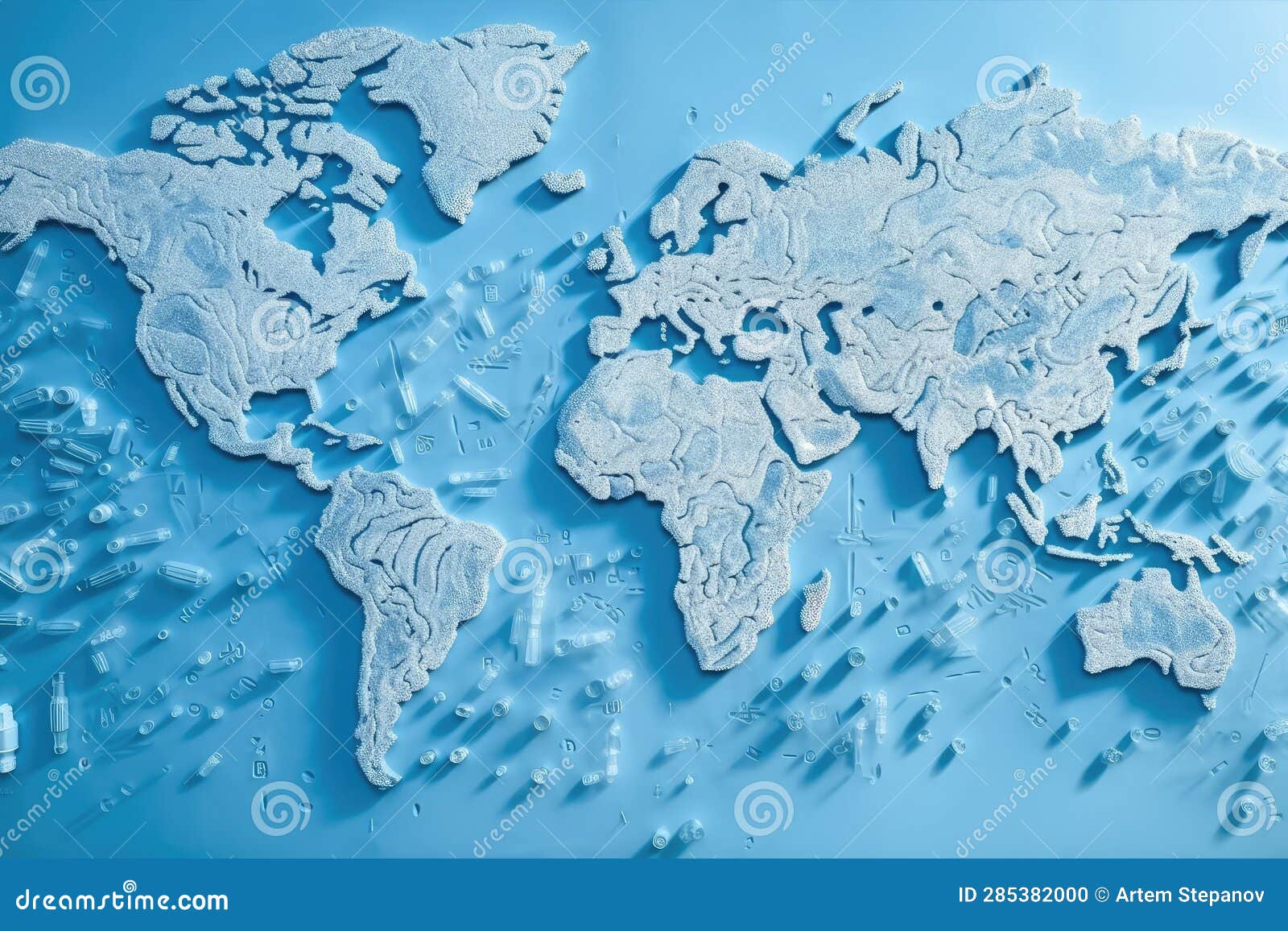World Map Made of Plastic Bottles, Plastic Earth, Garbage Continents ...