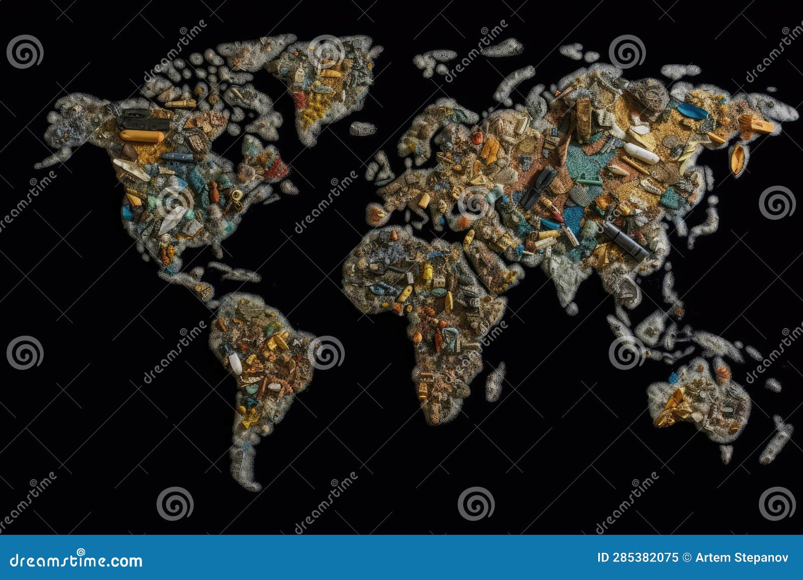 World Map Made of Plastic, Plastic Earth, Garbage Continents, Abstract ...
