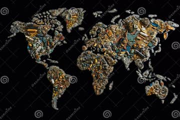 World Map Made of Plastic, Plastic Earth, Garbage Continents, Abstract ...