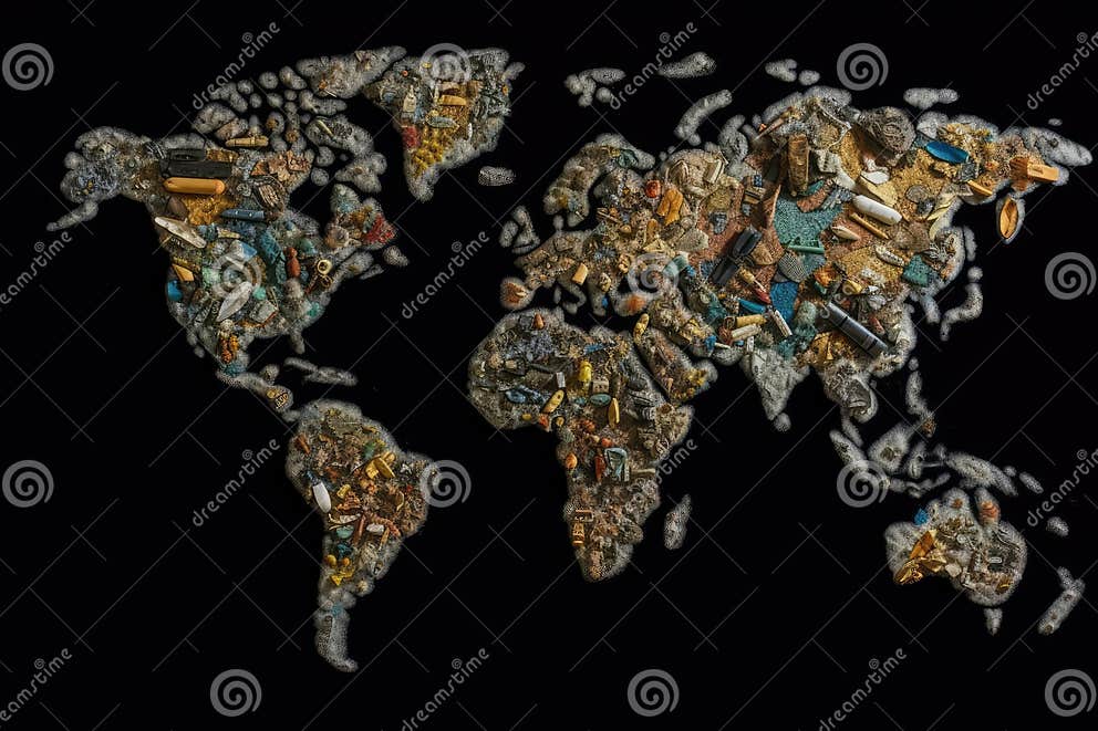 World Map Made of Plastic, Plastic Earth, Garbage Continents, Abstract ...