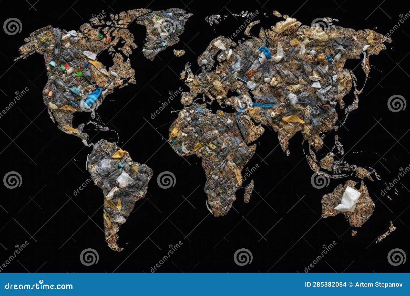 World Map Made of Plastic, Plastic Earth, Garbage Continents, Abstract ...