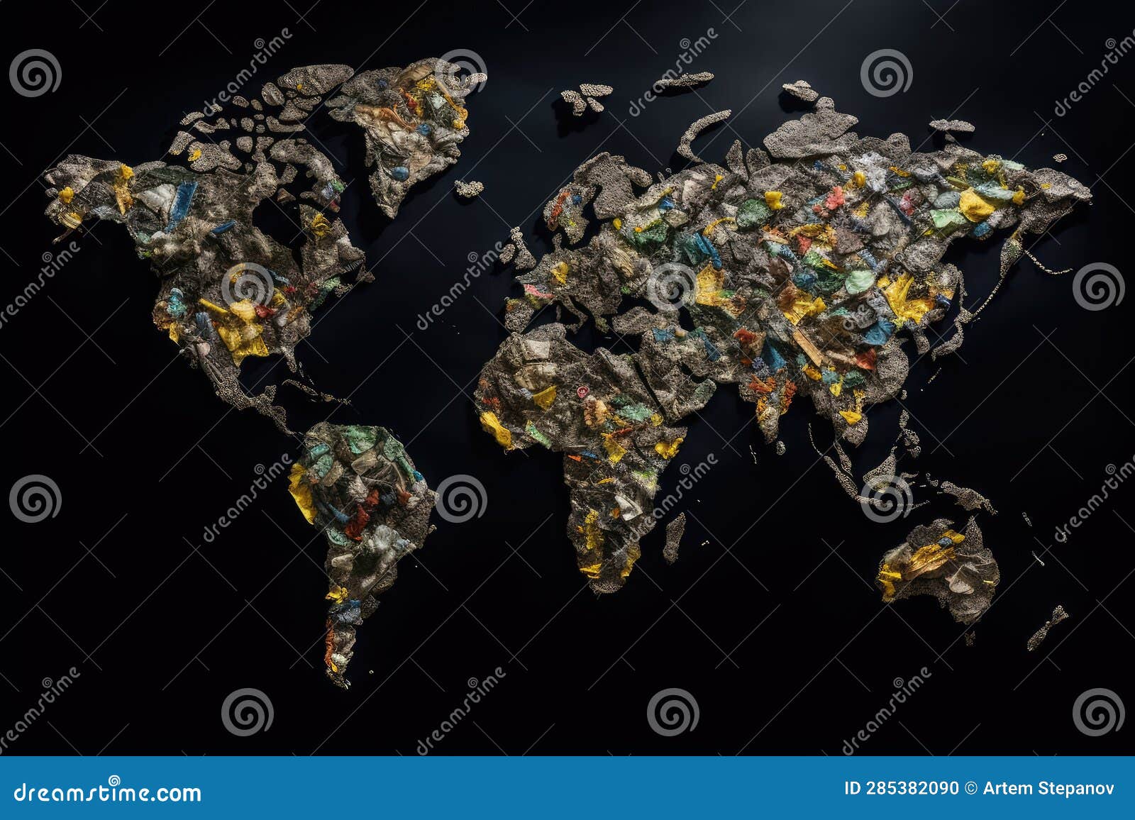 World Map Made of Plastic, Plastic Earth, Garbage Continents, Abstract ...