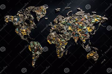 World Map Made of Plastic, Plastic Earth, Garbage Continents, Abstract ...