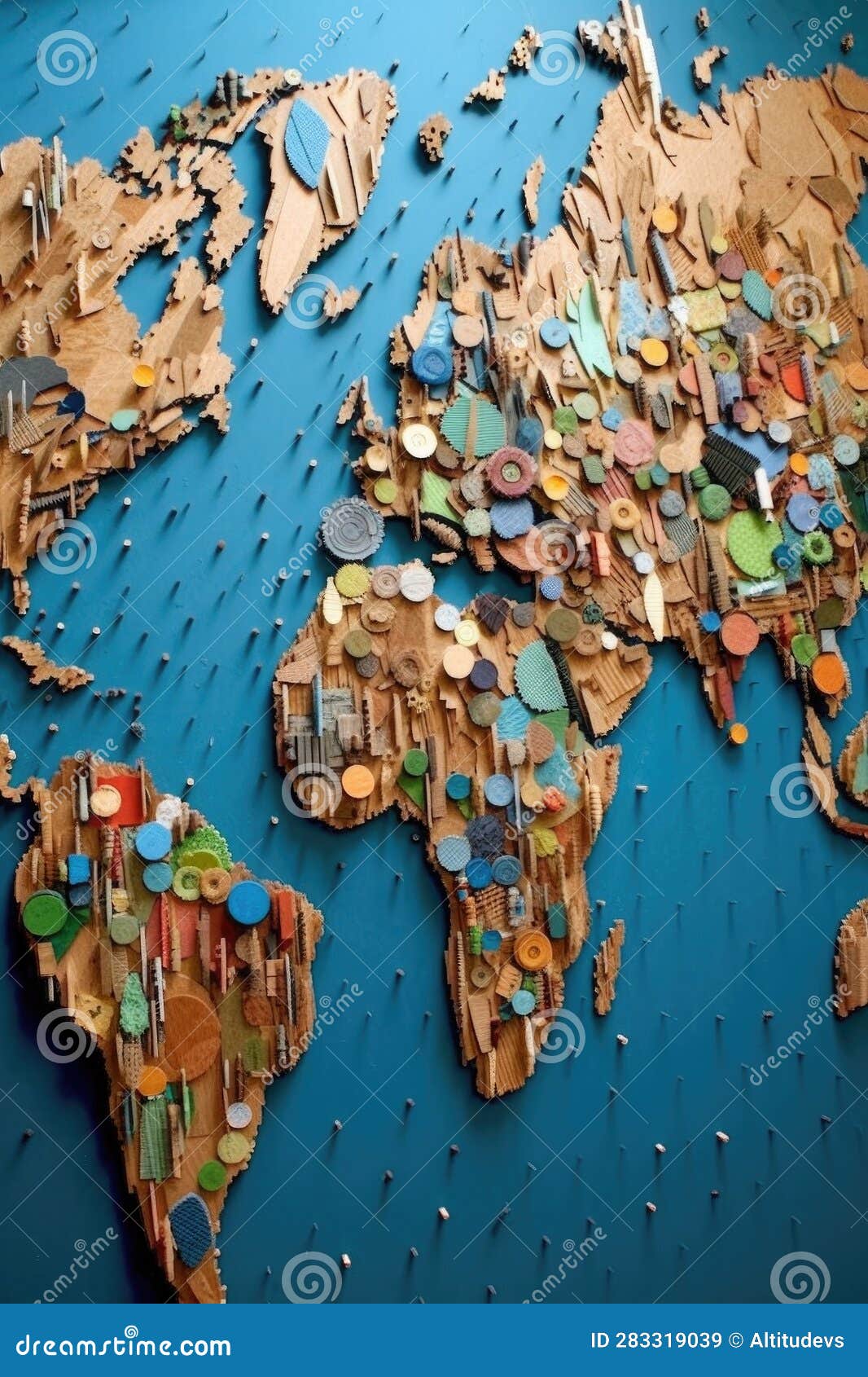 World Map Made from Recycled Materials Stock Illustration ...