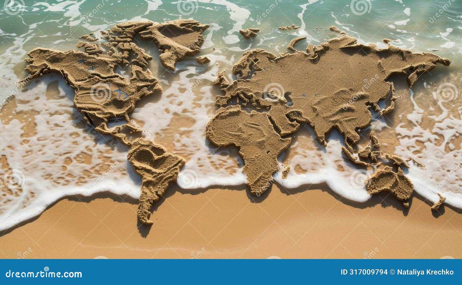 World Map Made of Sand on the Beach Stock Photo - Image of abstract ...