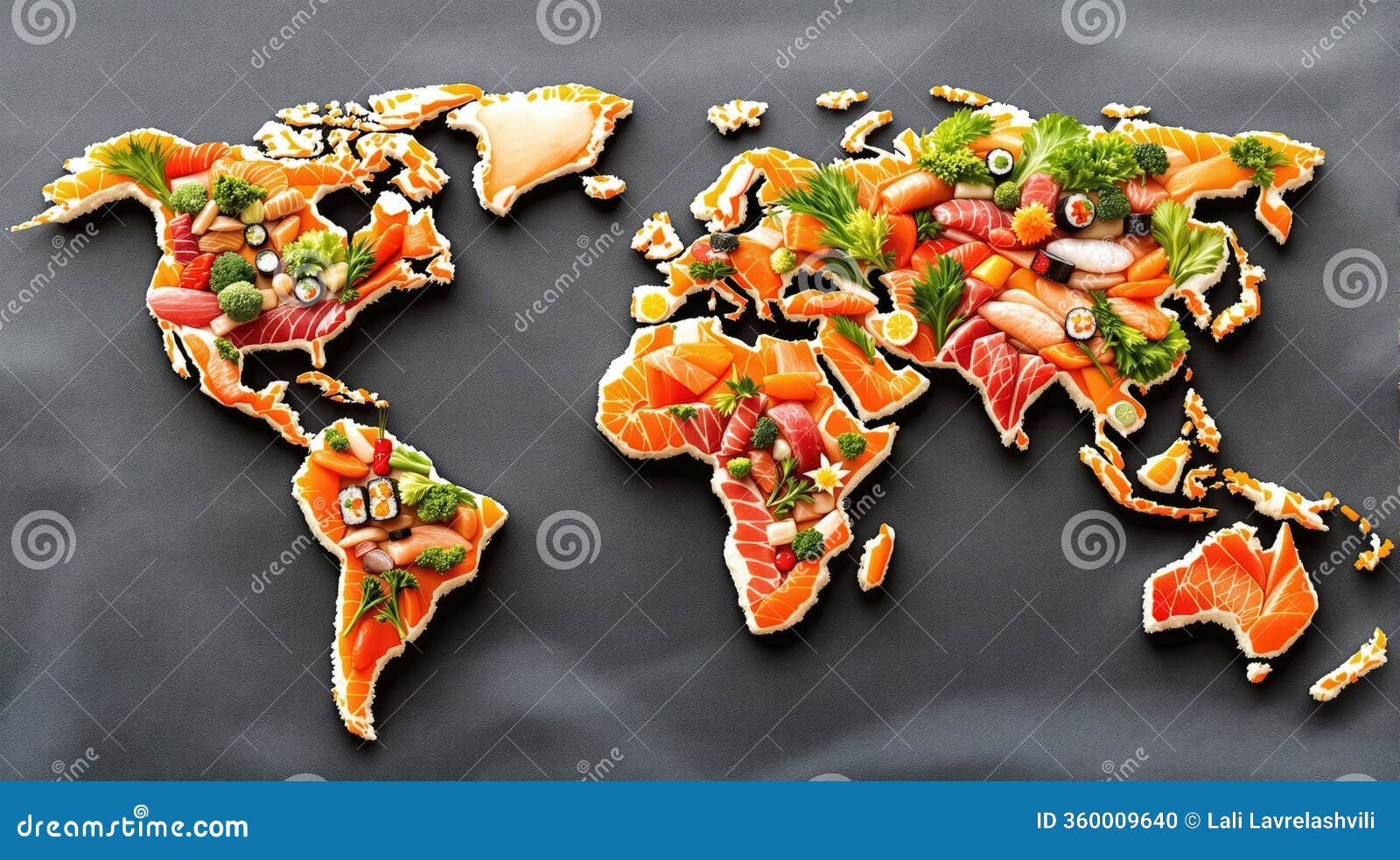 World map made of sushi stock illustration. Illustration of meal ...