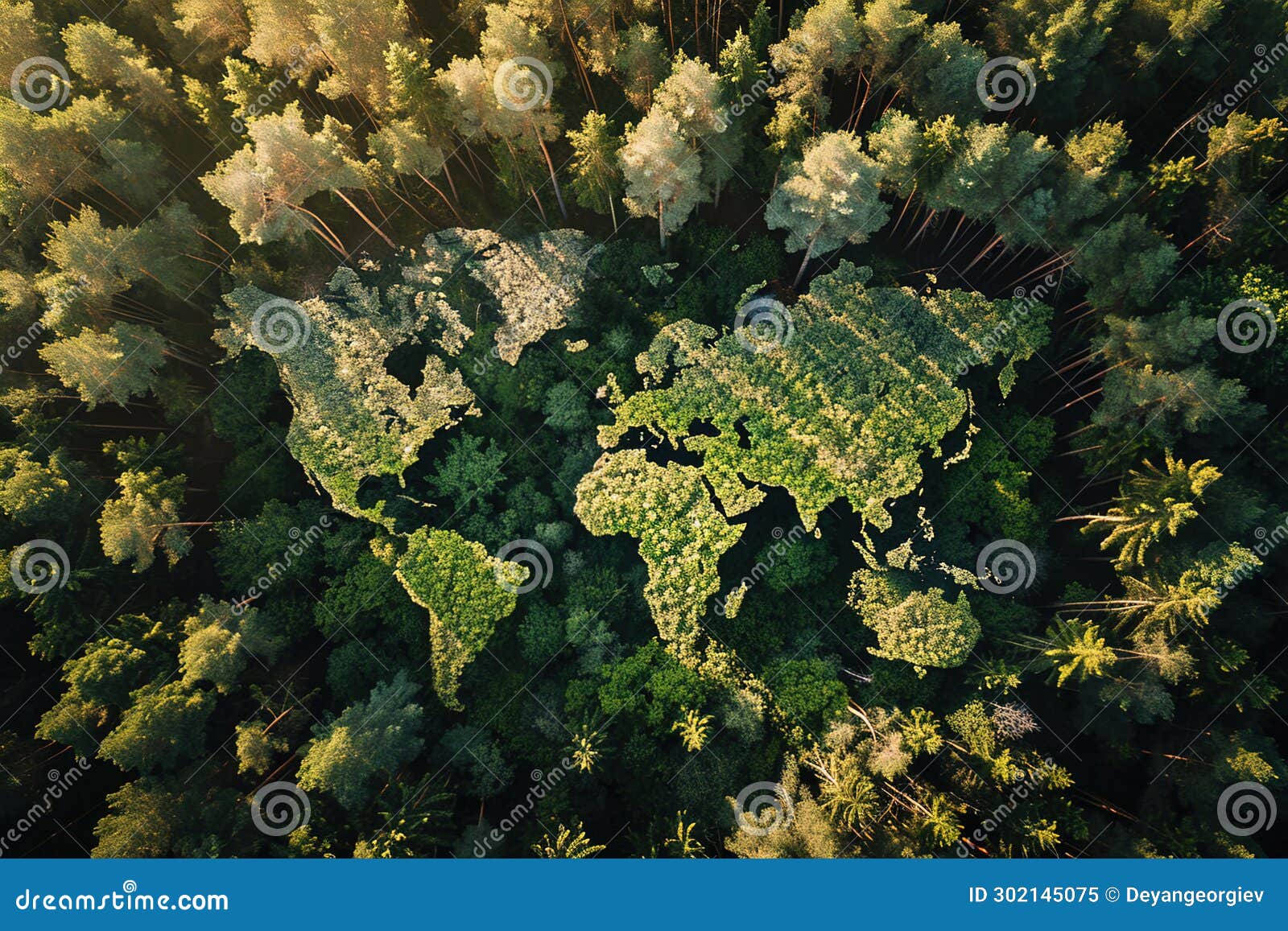 World Map Made of Trees in Forest, Aerial View from Above Stock ...