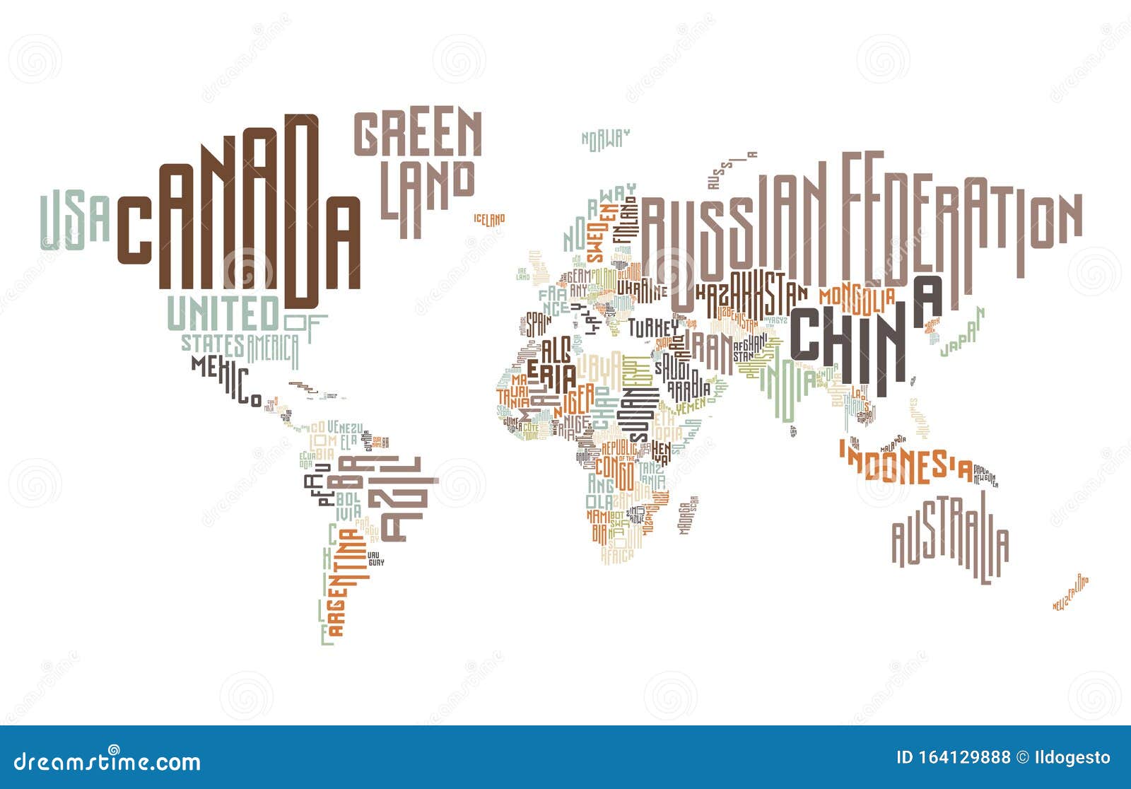 World Map Made of Typographic Country Names Stock Vector - Illustration ...
