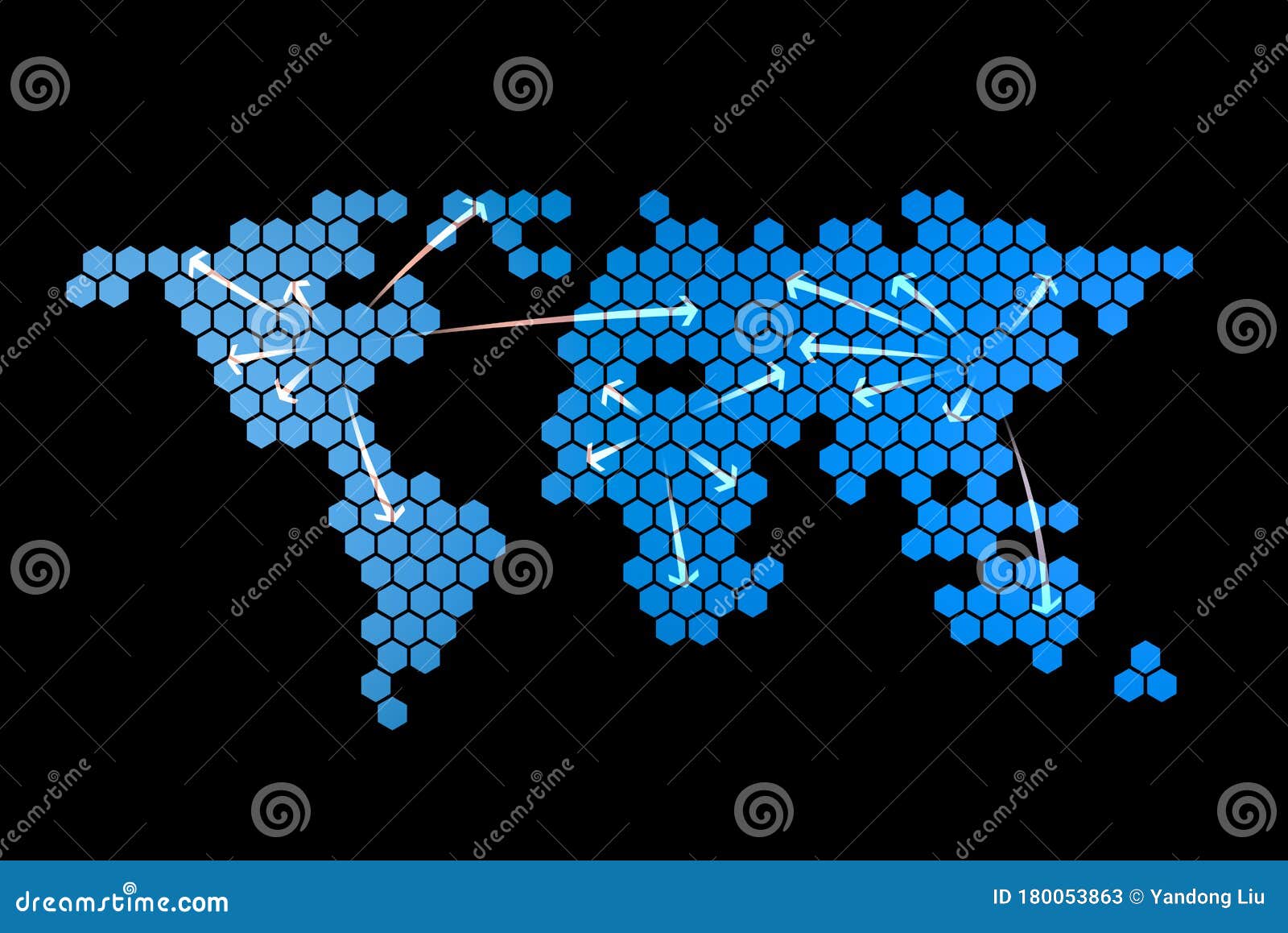 World Map Made Up of Hexagons Stock Illustration - Illustration of ...