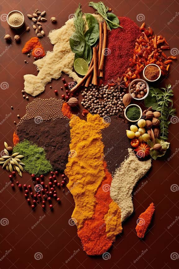 World Map Made of Various Spices and Herbs Stock Illustration ...