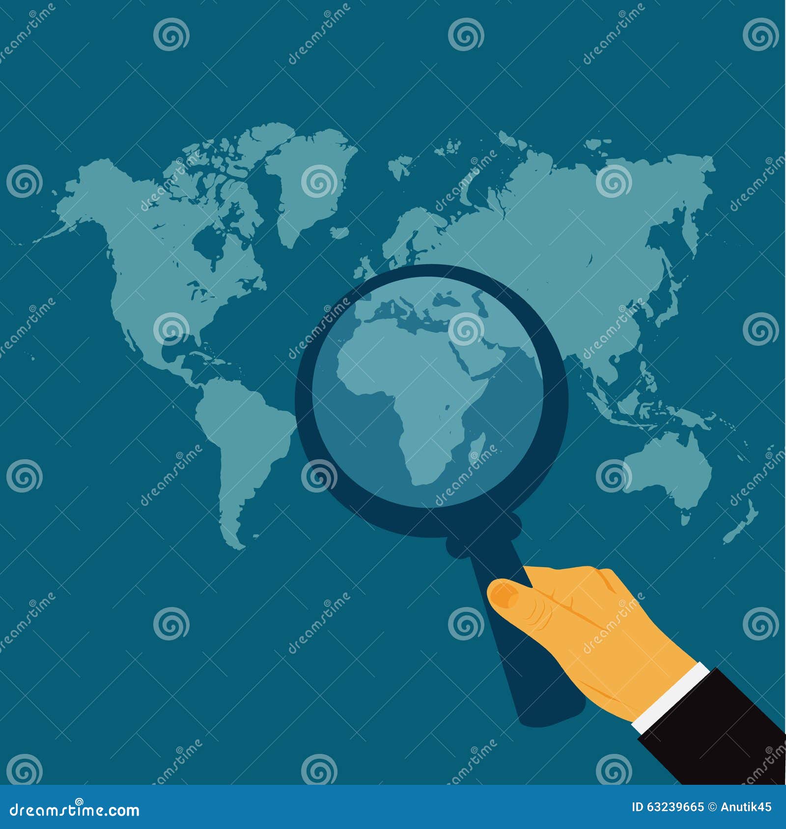 World Map, Magnified, Vector Illustration in Flat Design for Web Sites ...