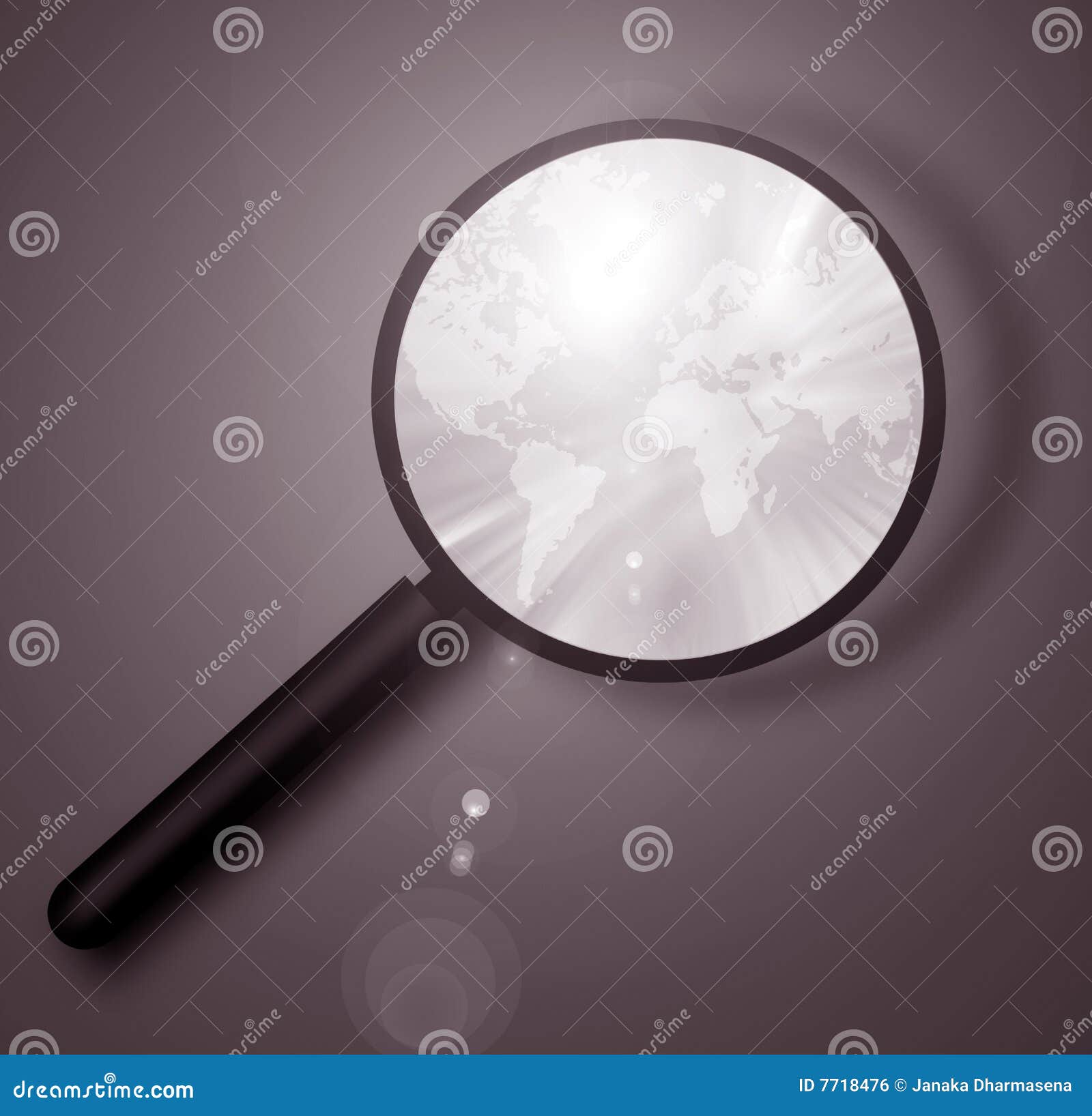 World Map with Magnifying Glass Stock Illustration - Illustration of ...