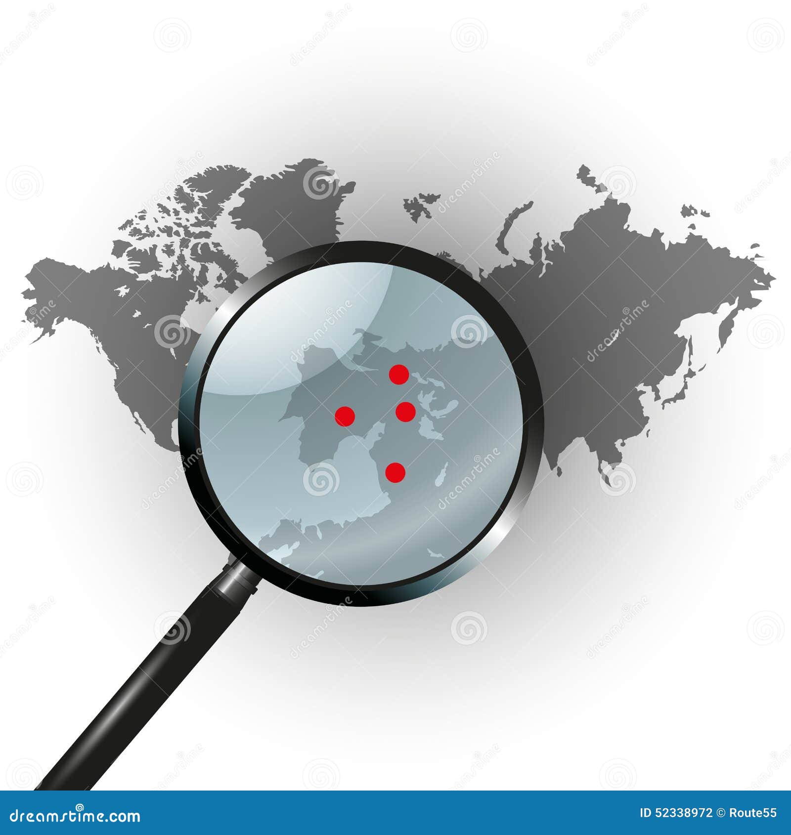 World Map and Magnifying Glass Stock Vector - Illustration of analyzing ...