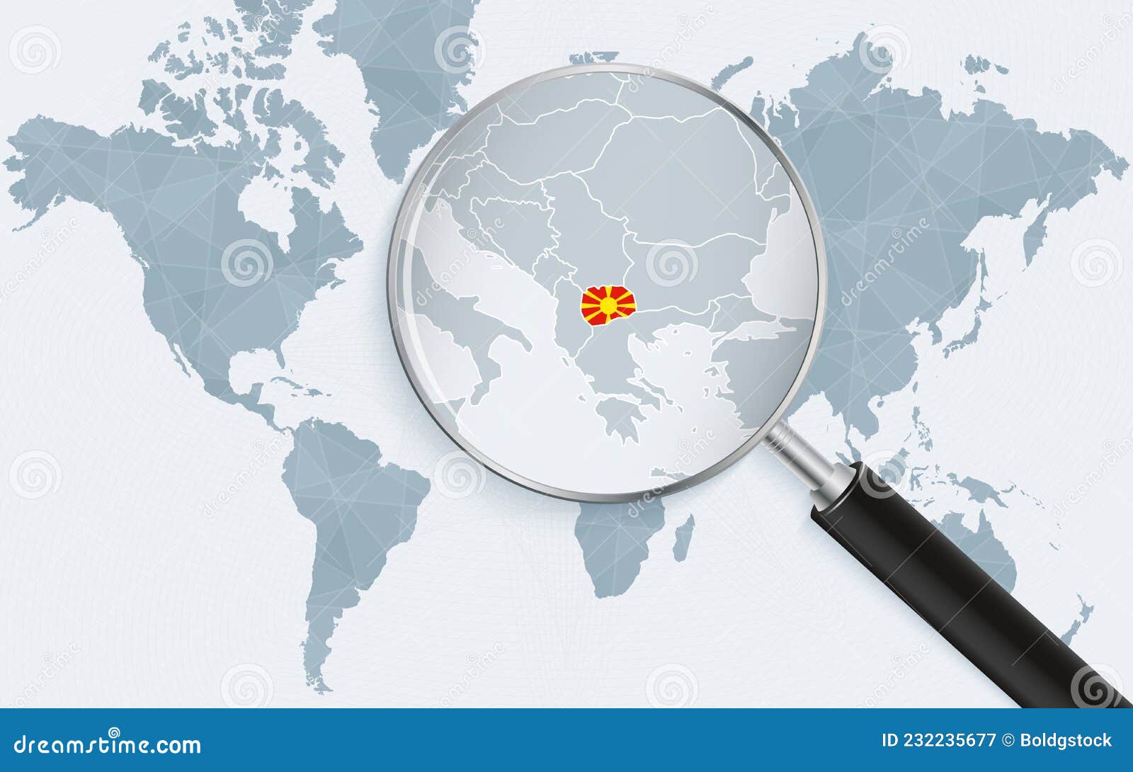 World Map with a Magnifying Glass Pointing at Macedonia. Map of ...