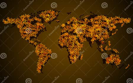 World Map of Maple Leaves. Nature Background Stock Vector ...