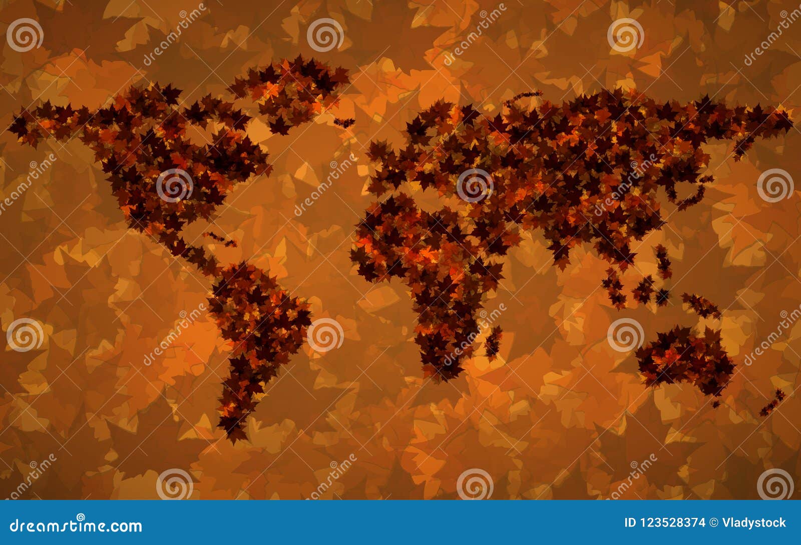 World map of maple leaves stock vector. Illustration of beautiful ...