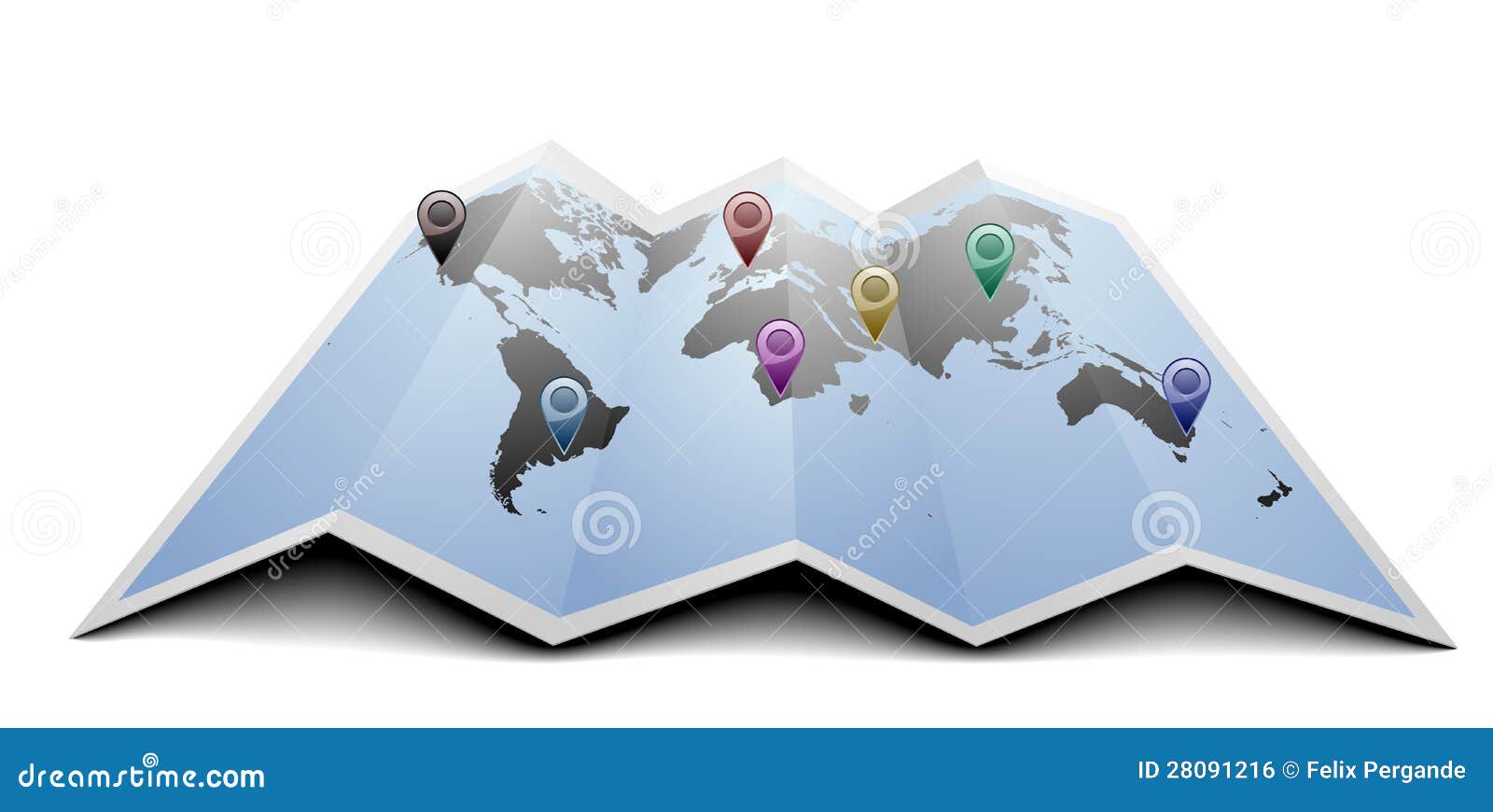 World map with markers stock illustration. Illustration of cartography ...