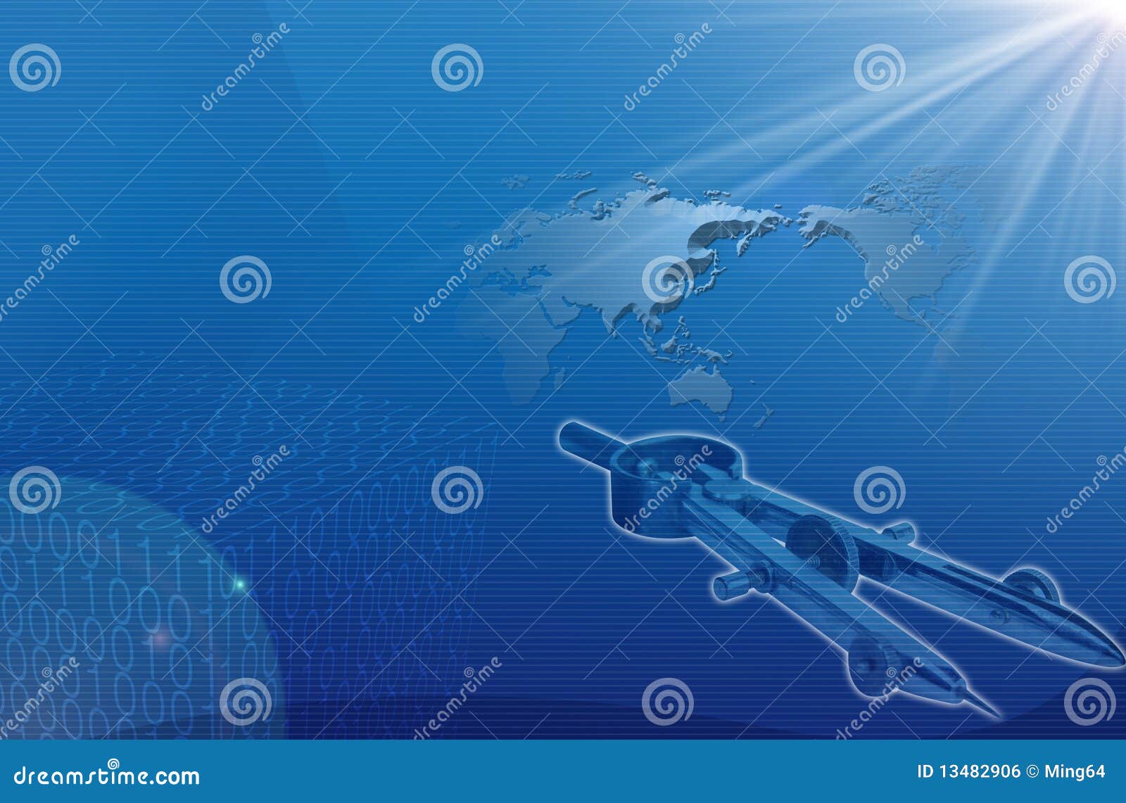 World Map and Measuring Tool Stock Illustration - Illustration of light ...