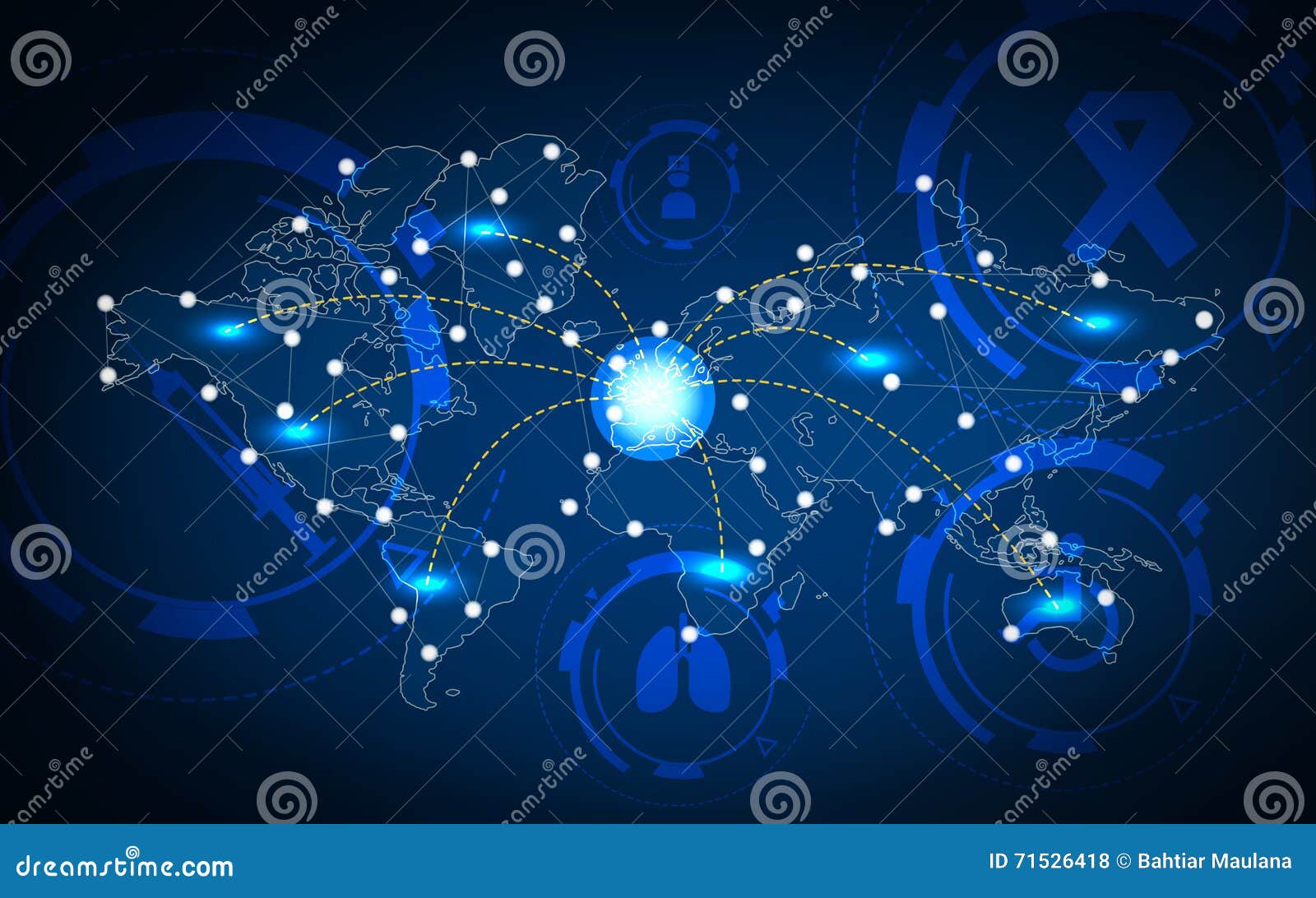 World Map with Medical Icon Stock Vector - Illustration of pressure ...