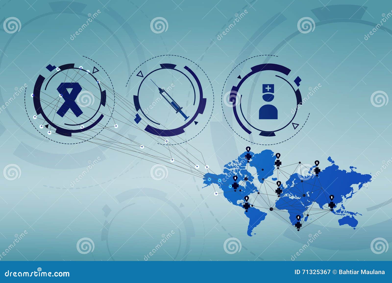 World Map with Medical Icons Stock Vector - Illustration of graphic ...