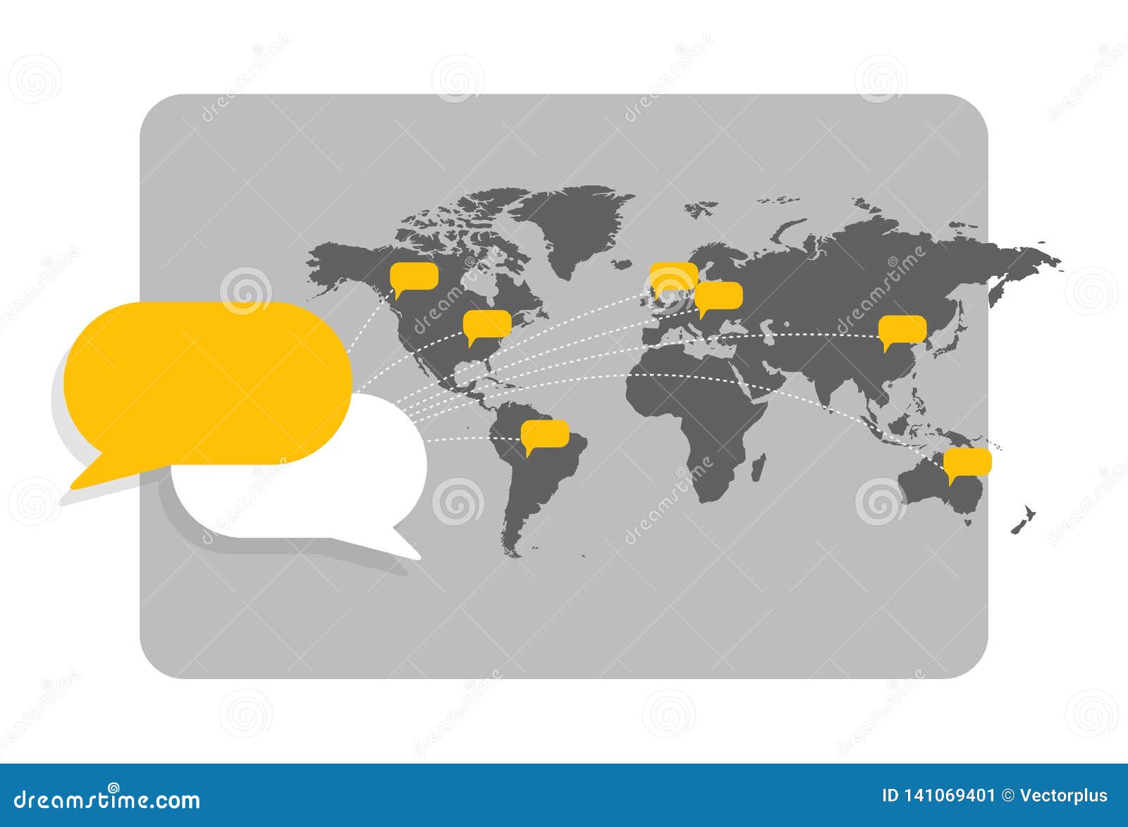 World Map with Message Bubbles Showing Interconnection with Each Other ...