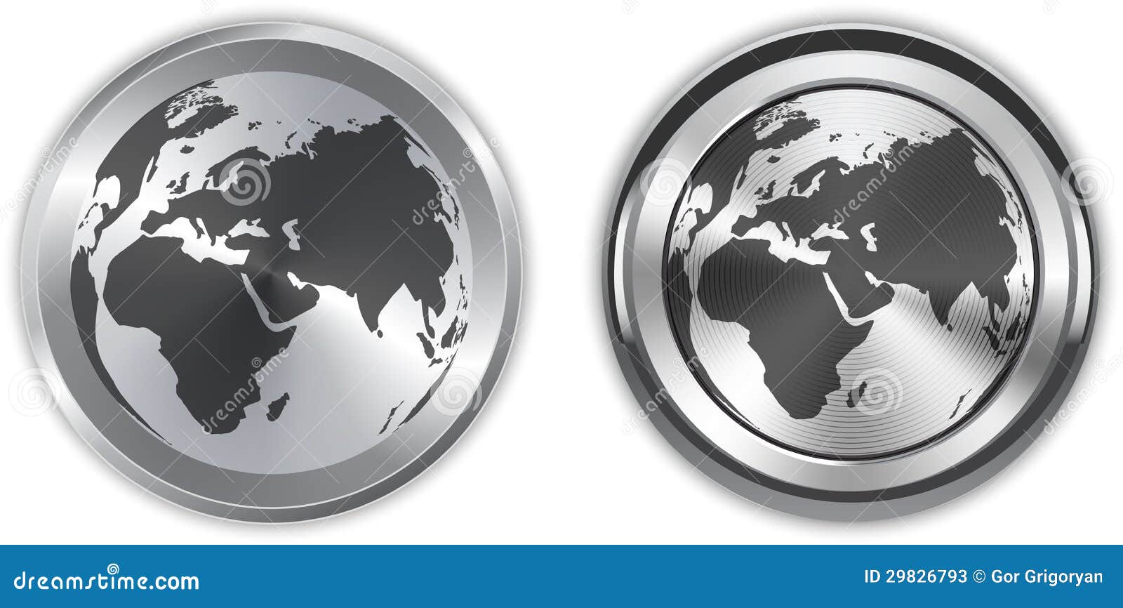 World Map on Metallic Circle Elements Stock Vector - Illustration of ...