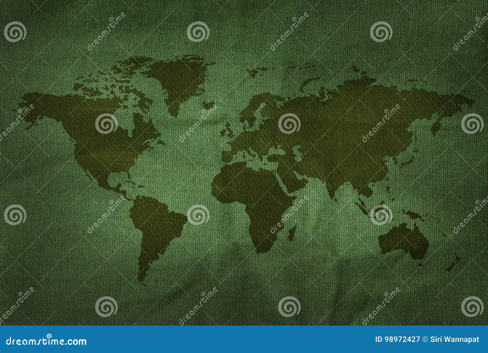 World Map on Army Fabric Texture Stock Image - Image of international ...