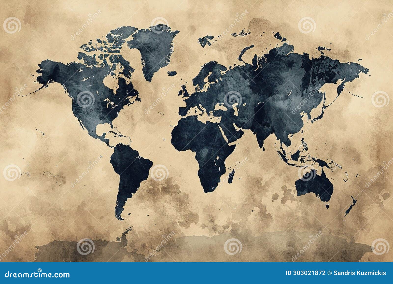 World Map in Minimalist Style. Generative AI Stock Illustration ...