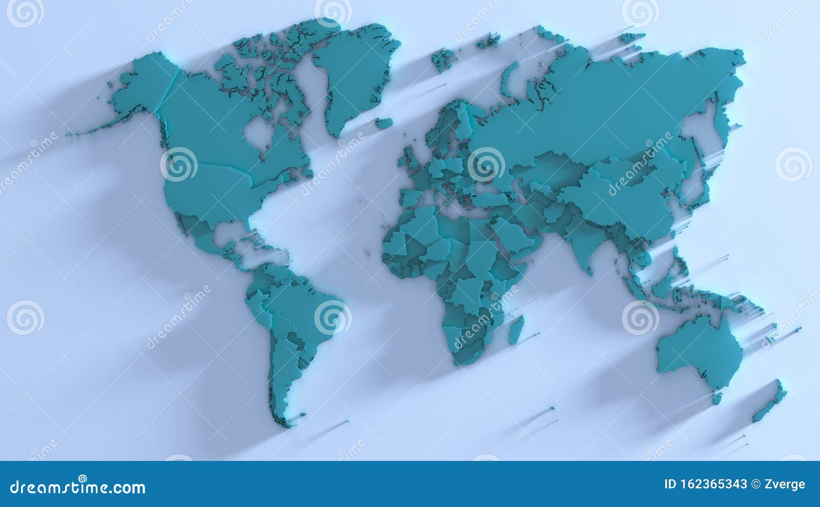 World Map. Mint Color Continents. 3d Rendering Stock Illustration ...