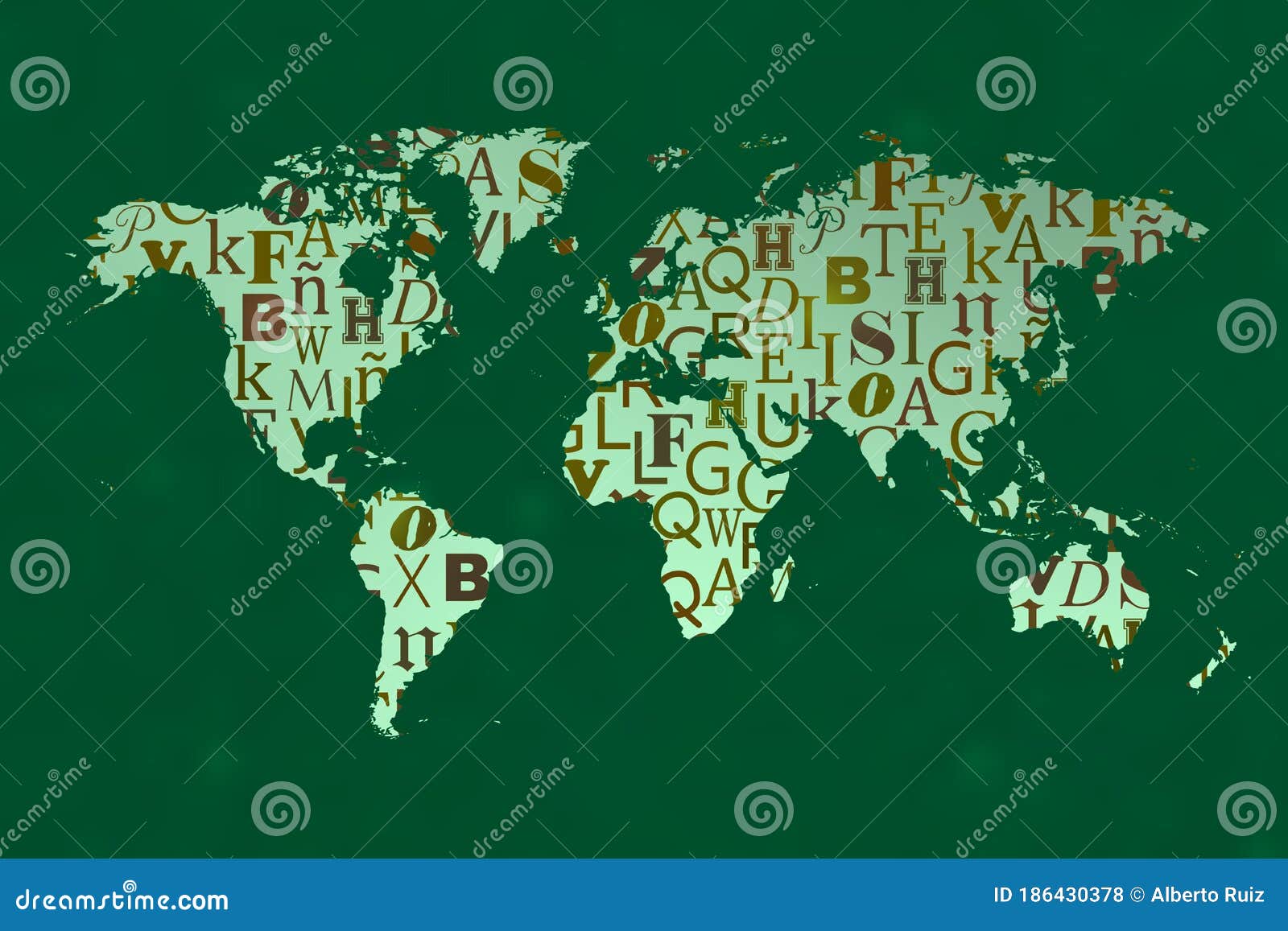 World Map Silhouette Over Type Letter Stock Illustration - Illustration ...