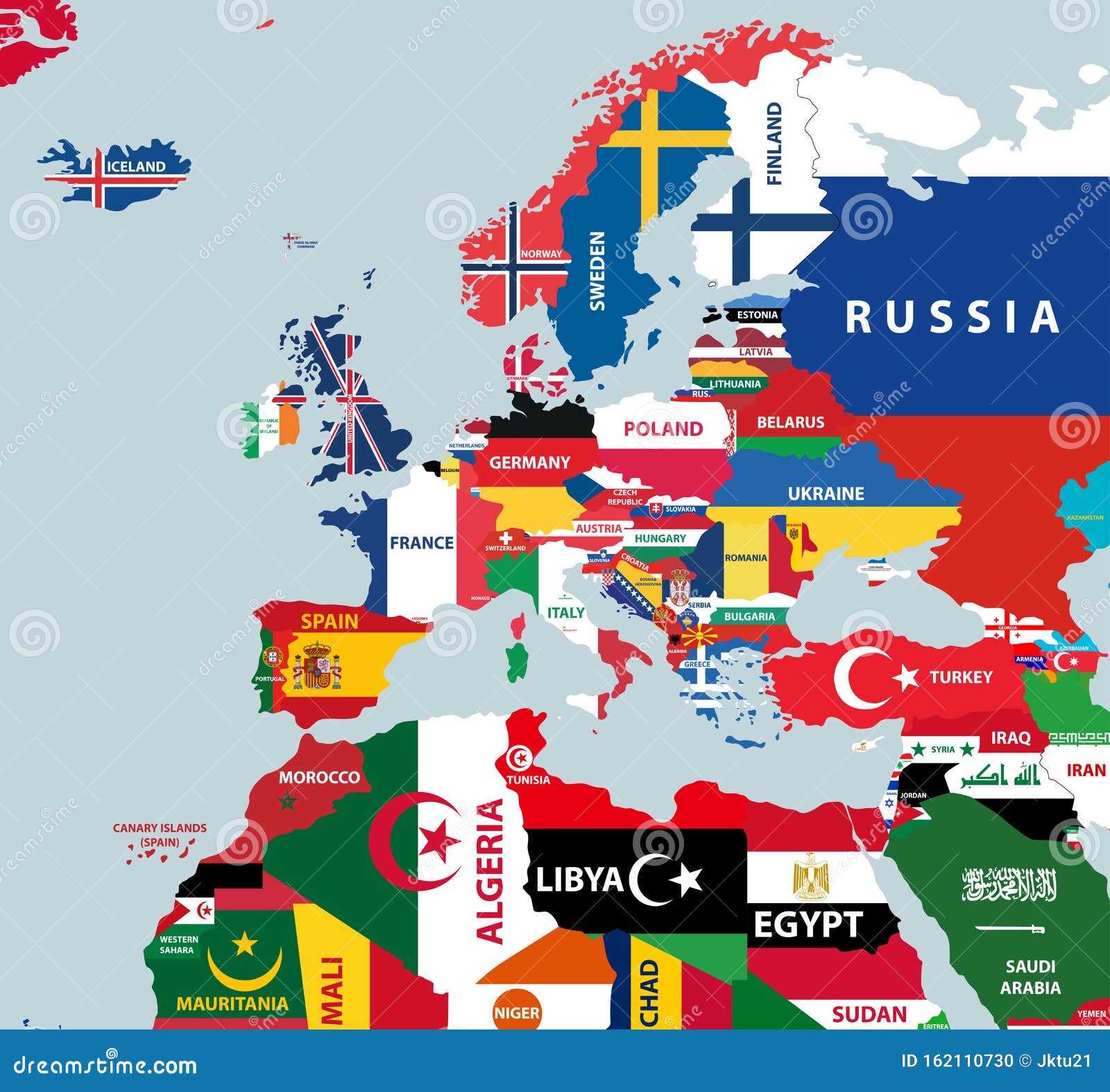 Vector Part of World Map with Region of European and North African ...
