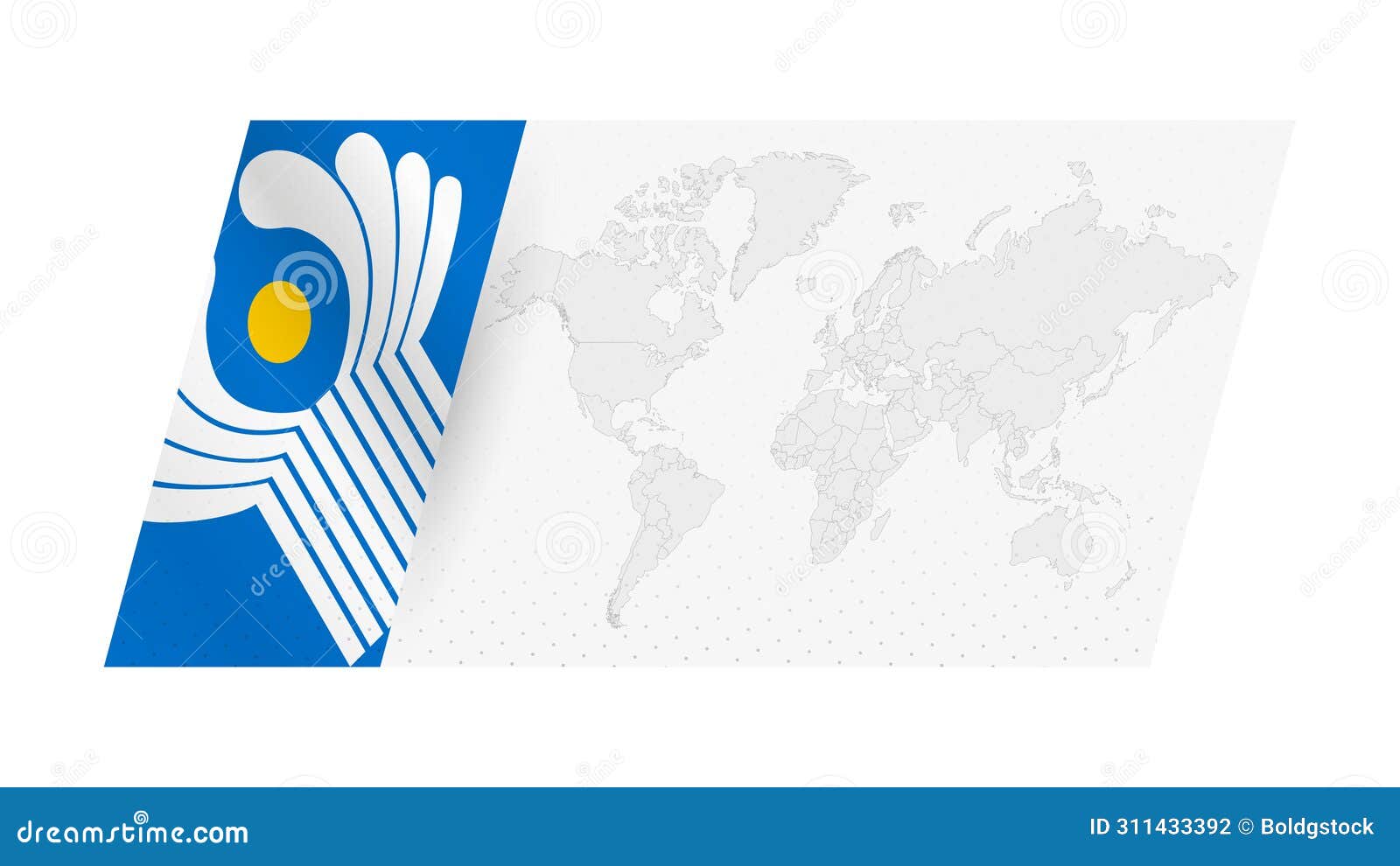 World Map in Modern Style with Flag of CIS on Left Side Stock Vector ...