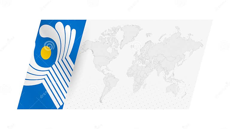 World Map in Modern Style with Flag of CIS on Left Side Stock Vector ...